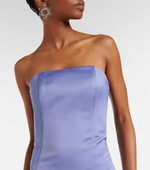 LEO LIN Rayna Floral-applique Satin Maxi Dress