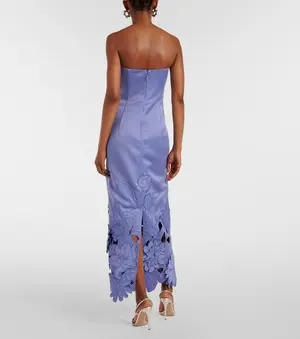LEO LIN Rayna Floral-applique Satin Maxi Dress