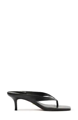 AREZZO Gia Mid Heel Leather Flip Flop - Black
