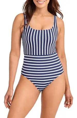 Tommy Bahama Coastline Stripe Reversible One-piece Swimsuit - Mare Navy Rev