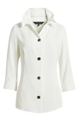 Ming Wang Ruffle Collar Button-up Shirt