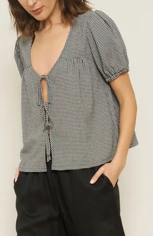 WHIMSY + ROW Birdie Top - Black Gingham