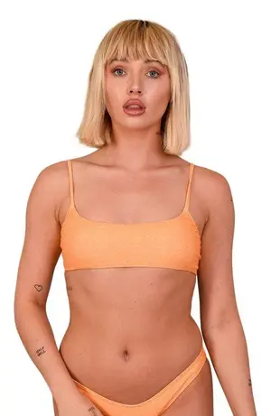 OOSC Tangerine Squeeze Lace Up Crop Bikini Top