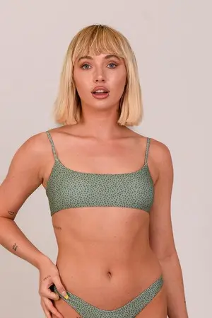 OOSC Sahara Lace-up Crop Bikini Top - Sage