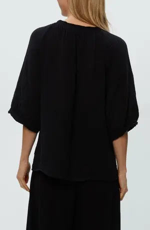 Michael Stars Jane Puff Sleeve Top - Black
