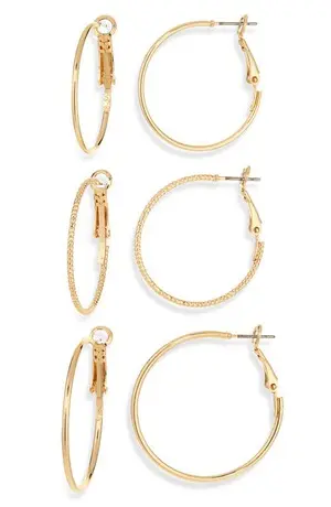 Bp. Set Of Three Hoop Earrings - Gold