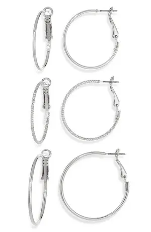 Bp. Set Of Three Hoop Earrings - Rhodium