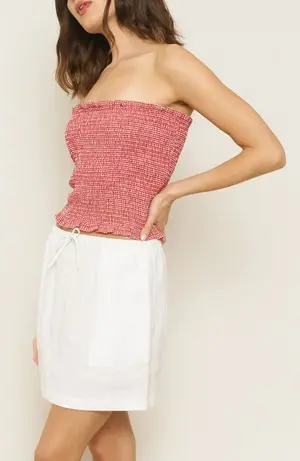 WHIMSY + ROW Matilda Smocked Tube Top - Red Gingham
