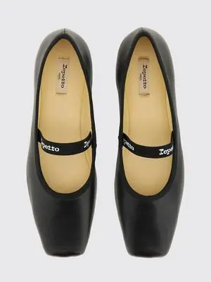 Repetto Lizbeth Calfskin Mary Jane Flats With Square Toe - Black