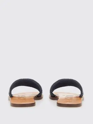 Manebí Flat Raffia Slides With Embellished Detail - Blue