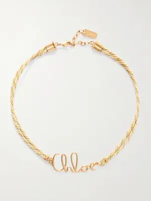 Chloé Tone And Cord Necklace - Gold