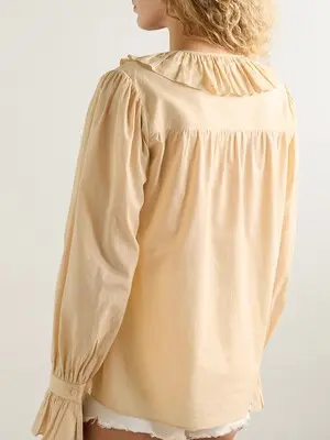Chloé Ruffled Cotton-voile Blouse - Neutrals