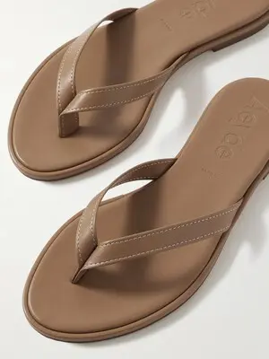 AeydĒ Melody Leather Flip Flops - Brown