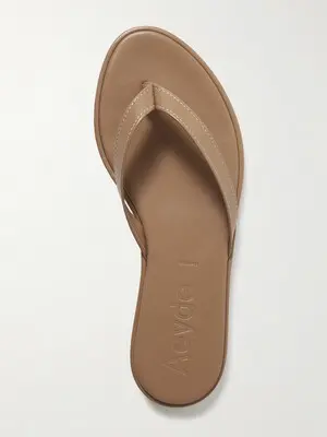 AeydĒ Melody Leather Flip Flops - Brown