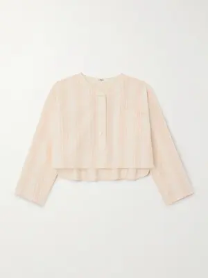 Chloé Striped Cotton-poplin Cropped Shirt