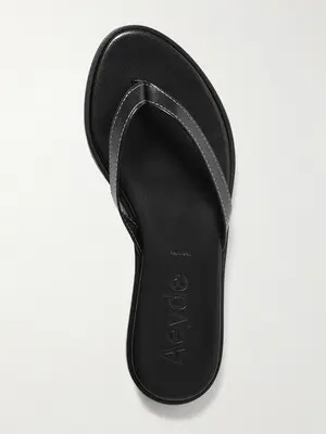 AeydĒ Melody Leather Flip Flops - Black