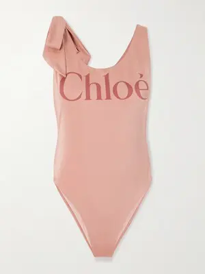 Chloé Tie-detailed Printed Swimsuit - Pink