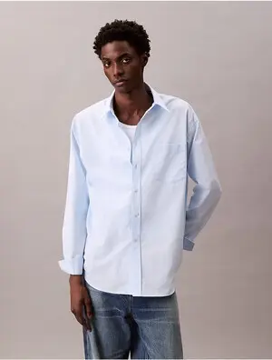 Calvin Klein Oversized Cotton Poplin Button-down Ice Water