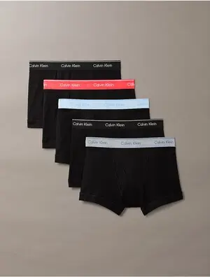 Calvin Klein Cotton Classics 5-pack Trunk - Black Bodies W/ Black/misty Grey/punch Pink/breezy Blue/black W Bs