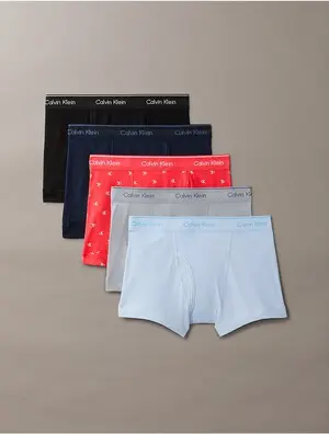 Calvin Klein Cotton Classics 5-pack Trunk - Shoreline/misty Grey/diamond Logo Punch Pink/breezy Blue/black