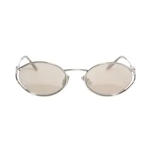 Miu Miu Logo Oval Sunglasses - Brown