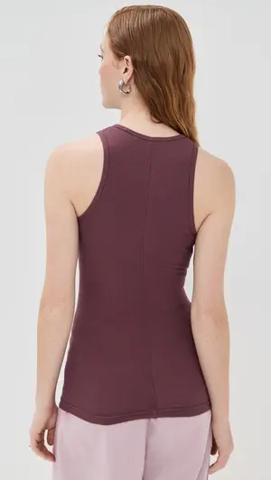 Tibi Circular Fine Rib Tank - Cinnamon