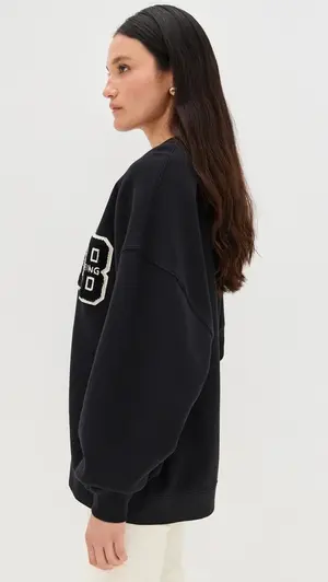 ANINE BING Miles Oversized Letterman Sweatshirt - Black