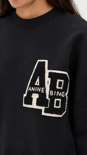 ANINE BING Miles Oversized Letterman Sweatshirt - Black