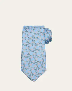 Charvet Geometric Stripe Woven Silk Tie 17-org