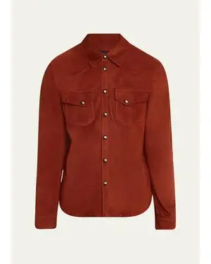 SAVAS Leather Shirt Jacket Rust