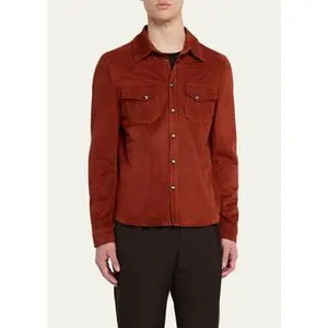 SAVAS Leather Shirt Jacket - Rust