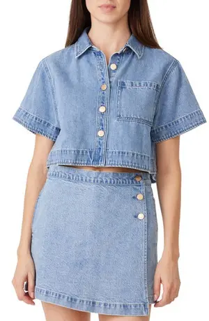 Habitual Crop Denim Shirt - Splash