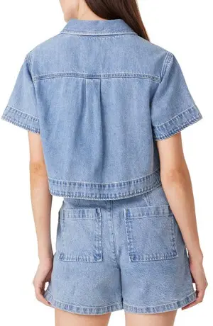 Habitual Crop Denim Shirt - Splash