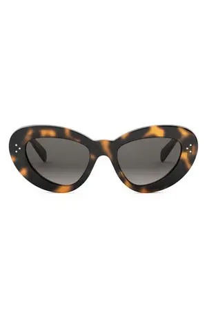 Celine Bold 3 Dots Cat Eye Sunglasses - Dark Havana / Gradient Brown