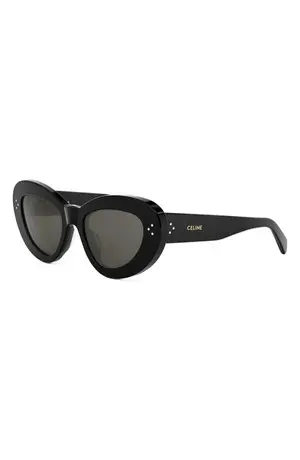 Celine Bold 3 Dots Cat Eye Sunglasses - Shiny Black / Smoke