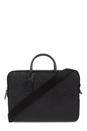 COACH Signature Jacquard Theo Work Bag - Black