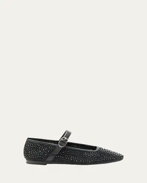 Le Monde Beryl Crystal Mesh Mary Jane Ballerina Flats - Black