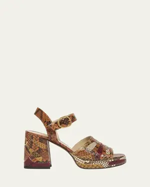 Valentino Garavani Fawcette Python Platform Sandals - Multicolor