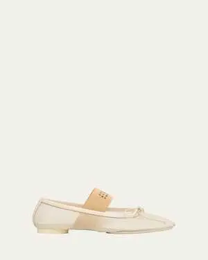 MAISON MARGIELA Mesh Anatomic Numeric Ballerina Flats - White Sand