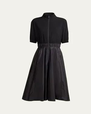 Moncler Short-sleeve Zip Mixed-media Dress