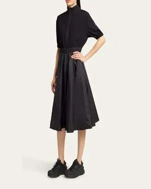 Moncler Short-sleeve Zip Mixed-media Dress