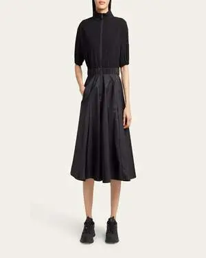 Moncler Short-sleeve Zip Mixed-media Dress