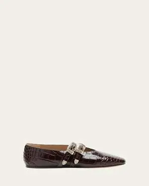 Le Monde Beryl Claudia Croc-effect Ballerina Flats