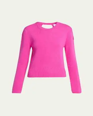Moncler Wool-Cashmere Crewneck Sweater - Pink