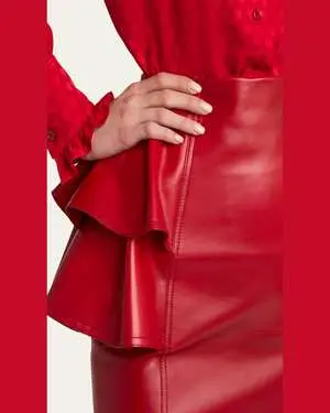 Valentino Garavani Nappa Leather Pencil Skirt