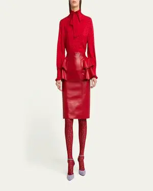 Valentino Garavani Nappa Leather Pencil Skirt