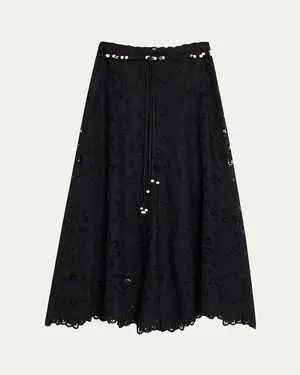 Zimmermann Rhiannon Embroidered Maxi Skirt - Black