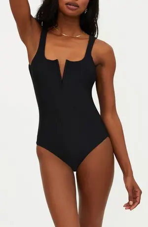 Beach Riot Tropez V-wire Rib One-piece Swimsuit - Black
