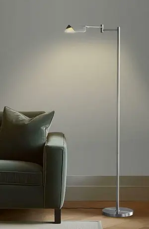 BRIGHTECH Leaf 53" Industrial Led Task Floor Lamp With Metal Empire Shade - Silver