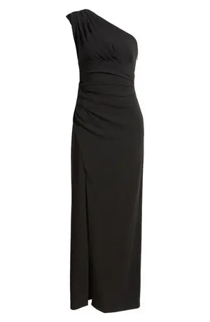 Vince Camuto Draped One-shoulder Crepe Gown - Black